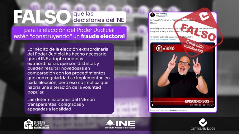 FALSO que las decisiones del INE para la elección del Poder Judicial ...